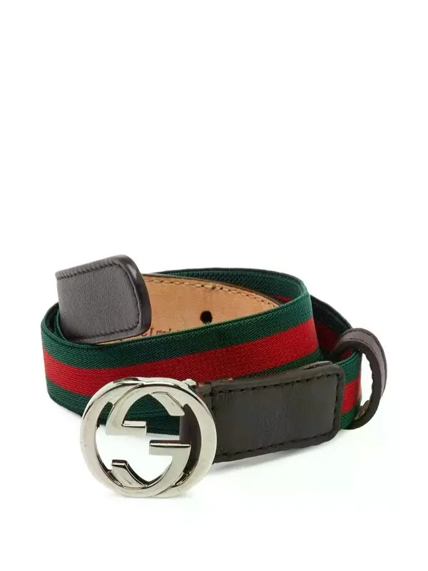 Gucci Interlocking Gg Web Stripe Belt - Brown