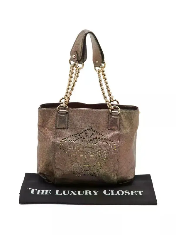 Versace Medusa Perforated Tote Bag - Brown