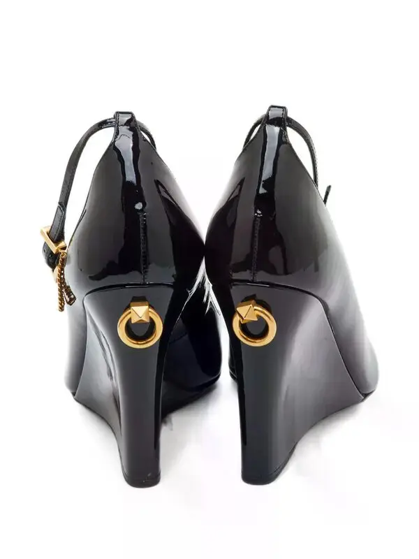 Valentino Garavani Patent Leather Ringstud Wedge Pumps