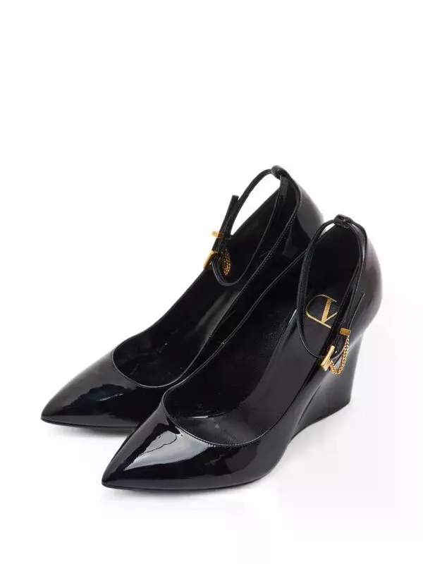Valentino Garavani Patent Leather Ringstud Wedge Pumps