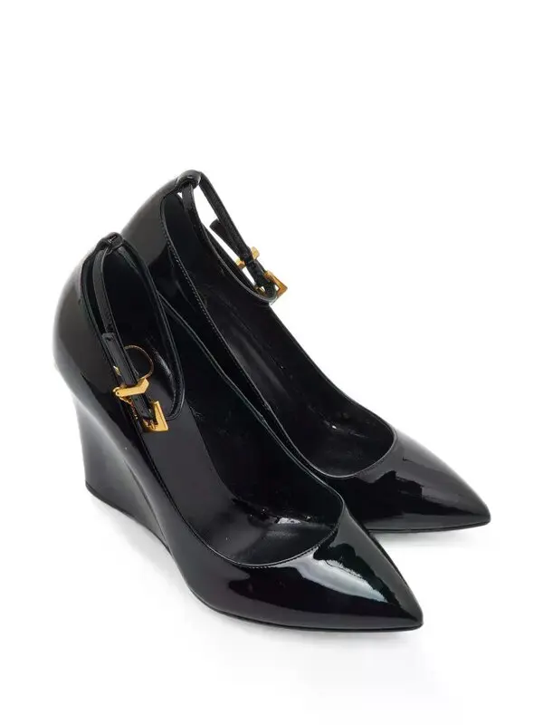 Valentino Garavani Patent Leather Ringstud Wedge Pumps