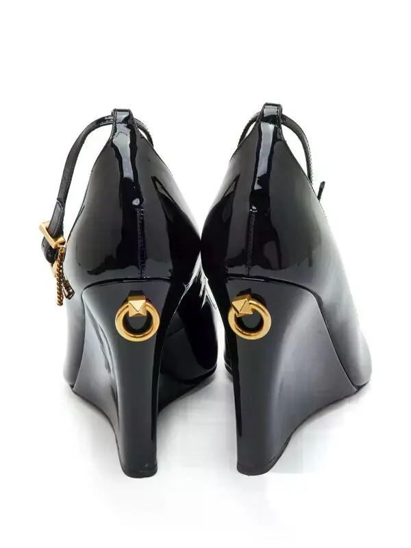 Valentino Garavani Patent Leather Ringstud Wedge Pumps