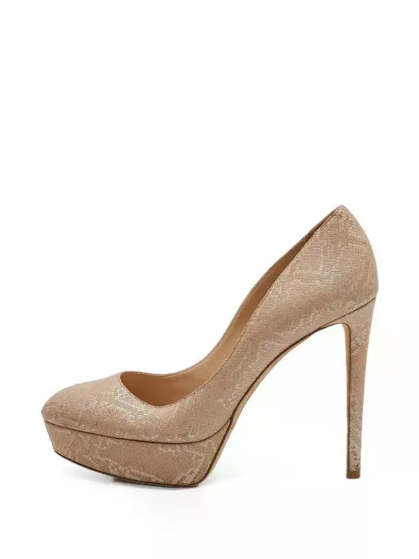 JIMMY CHOO Embossed Snakeskin Effect Platform Stiletto Pumps