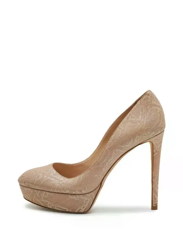 JIMMY CHOO Embossed Snakeskin Effect Platform Stiletto Pumps - Neutrals