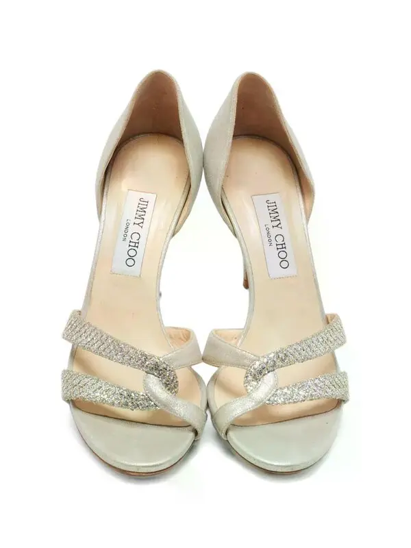 JIMMY CHOO Tone Glitter Suede Crossover Strap Stiletto Pumps