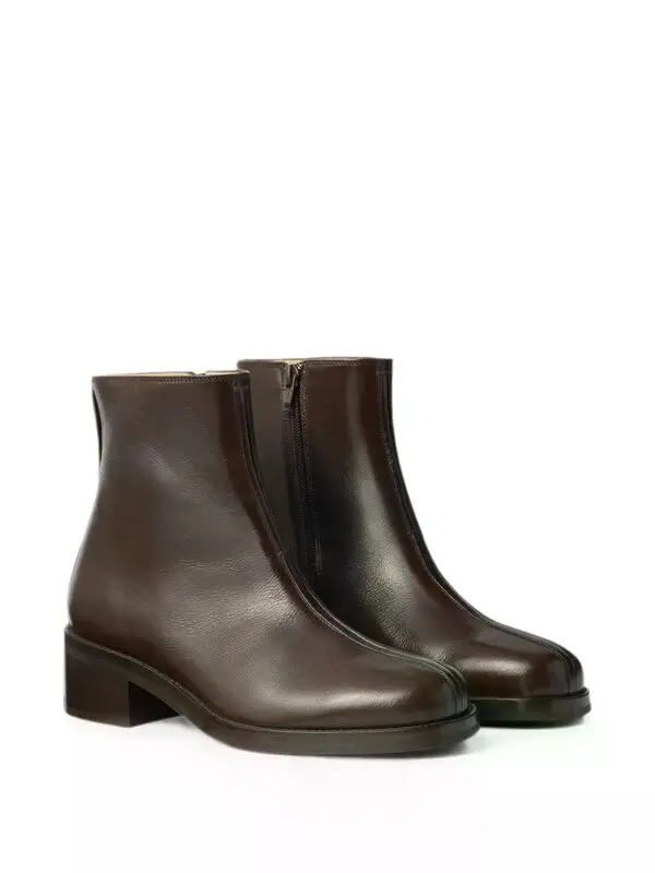 LEMAIRE Piped Ankle Boots In Shiny Buffalo Leather