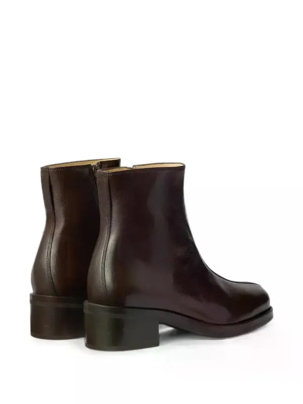 LEMAIRE Piped Ankle Boots In Shiny Buffalo Leather