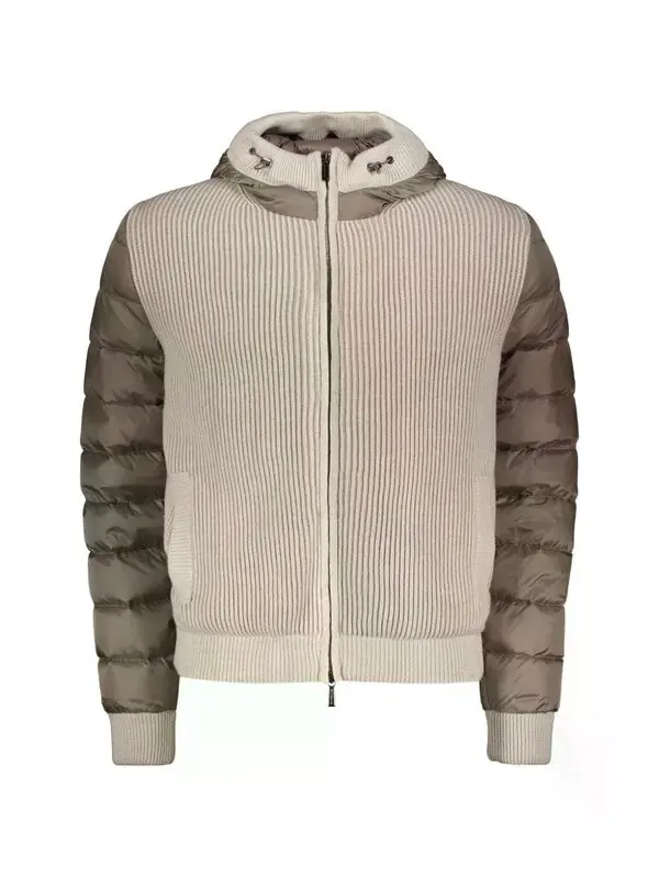 MOORER Knitted-front Hooded Padded Jacket