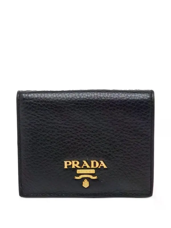 Prada Logo-plaque Compact Wallet - Black