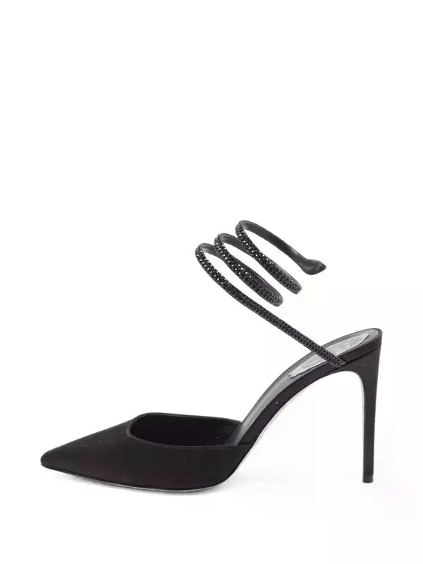 Rene Caovilla Satin Crystal Embellished Cleo Pumps