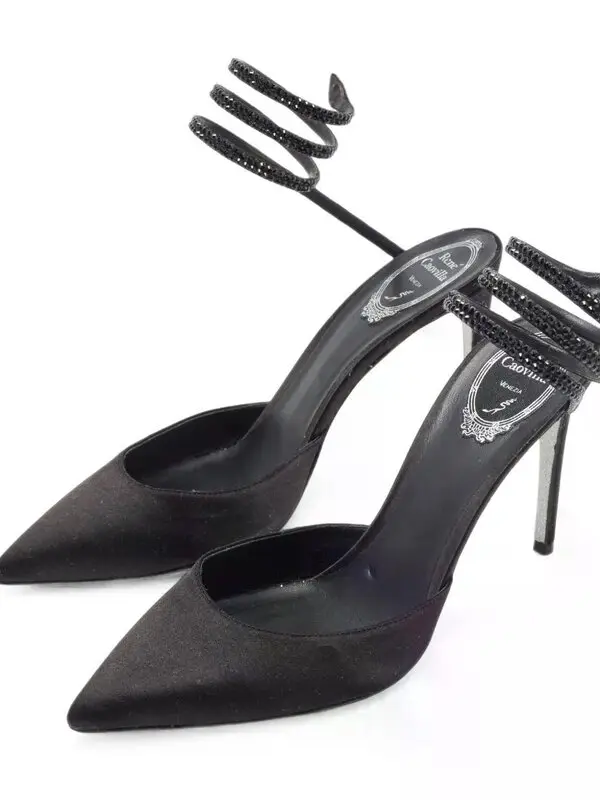 Rene Caovilla Satin Crystal Embellished Cleo Pumps