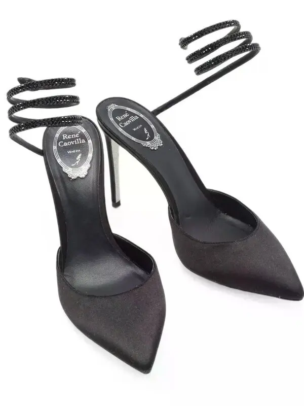 Rene Caovilla Satin Crystal Embellished Cleo Pumps