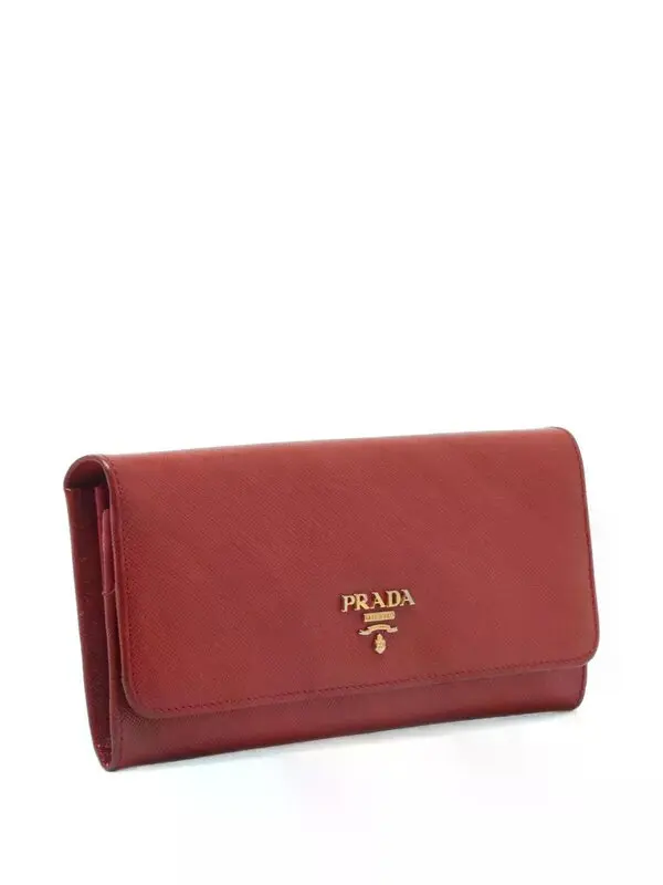 Prada Saffiano-leather Flap Wallet - Red