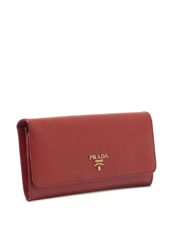 Prada Saffiano-leather Flap Wallet - Red