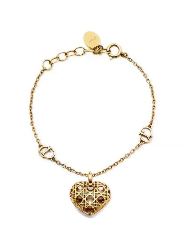 Dior Cannage Heart Charm Bracelet