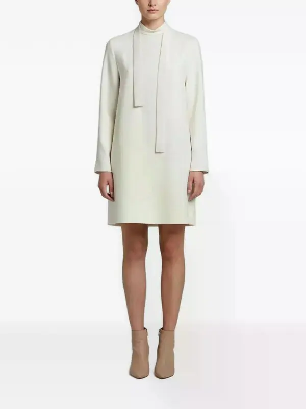 Valentino Garavani Tie-neck Oversized Tunic Mini Dress - Neutrals