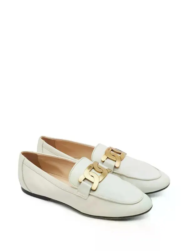 TOD'S Leather Kate Chain-link Loafers - White