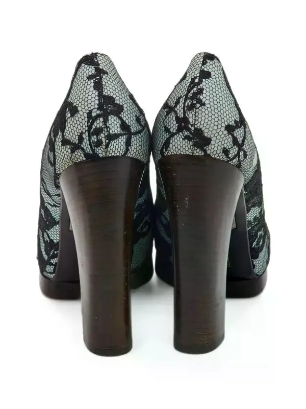 Gucci Floral Lace Block Heel Pumps