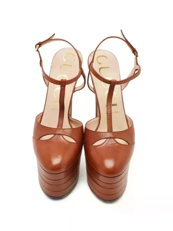 Gucci Leather Platform T-strap Pumps