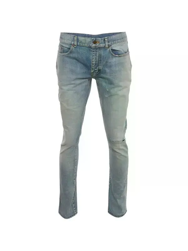 Saint Laurent Distressed Straight-leg Jeans