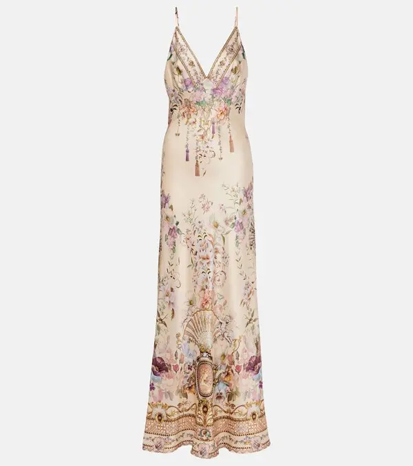 Camilla Embellished Floral Silk Maxi Dress - Multicoloured