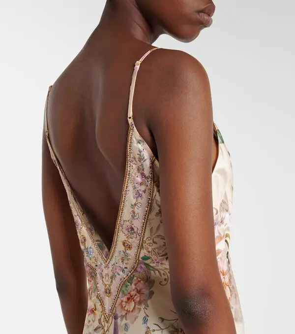 Camilla Embellished Floral Silk Maxi Dress - Multicoloured