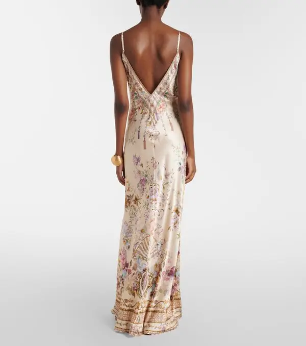 Camilla Embellished Floral Silk Maxi Dress - Multicoloured