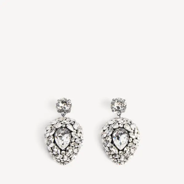 Balenciaga Cushion Earrings With Rhinestones - Grey