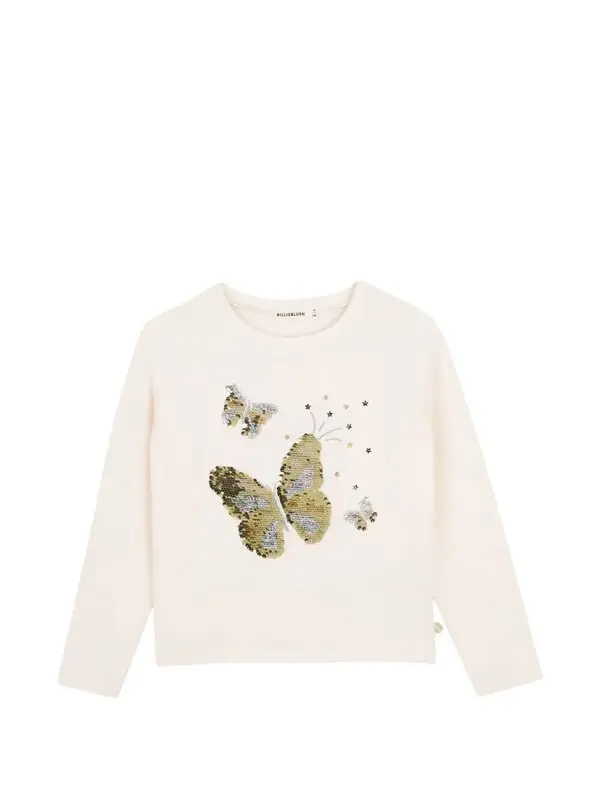 BILLIEBLUSH Long Sleeve T-shirt With Butterfly Sequin Embellishment