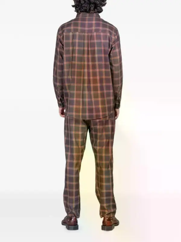 Henrik Vibskov Razor Embroidered-motif Checked-pattern Trousers