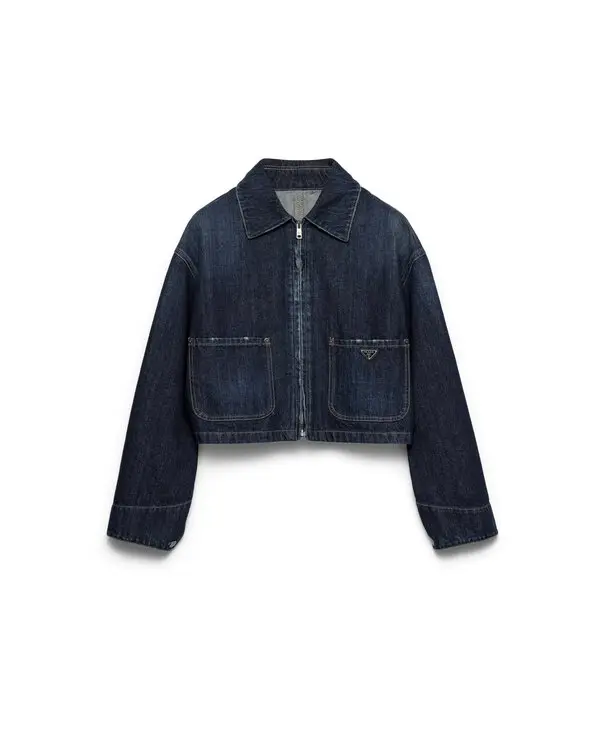 Prada Cropped Denim Blouson Jacket