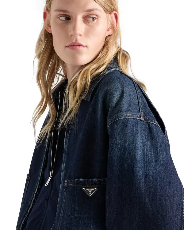 Prada Cropped Denim Blouson Jacket