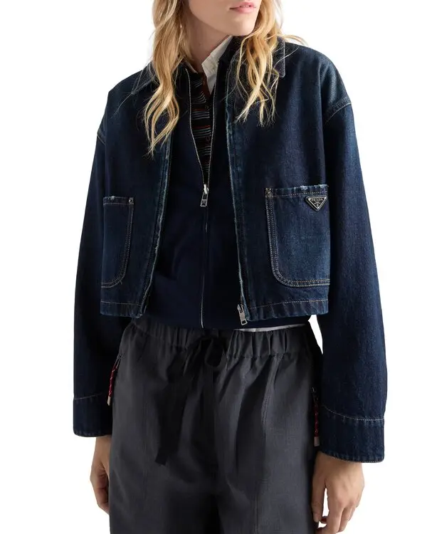 Prada Cropped Denim Blouson Jacket