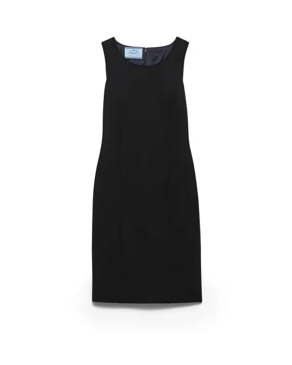 Prada Stretch Fabric Sheath Dress With Round Neck And Back Zipper - Blue