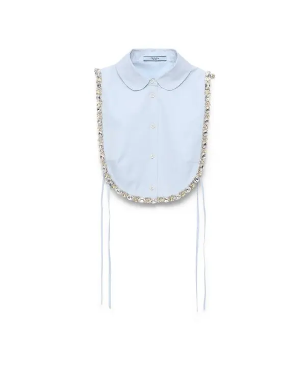 Prada Embellished Poplin Tie Vest - Light Blue