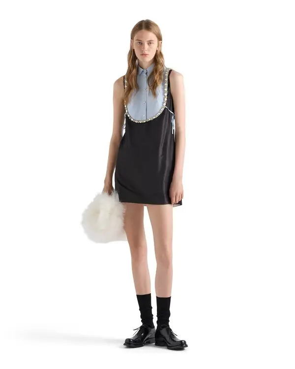 Prada Embellished Poplin Tie Vest - Light Blue