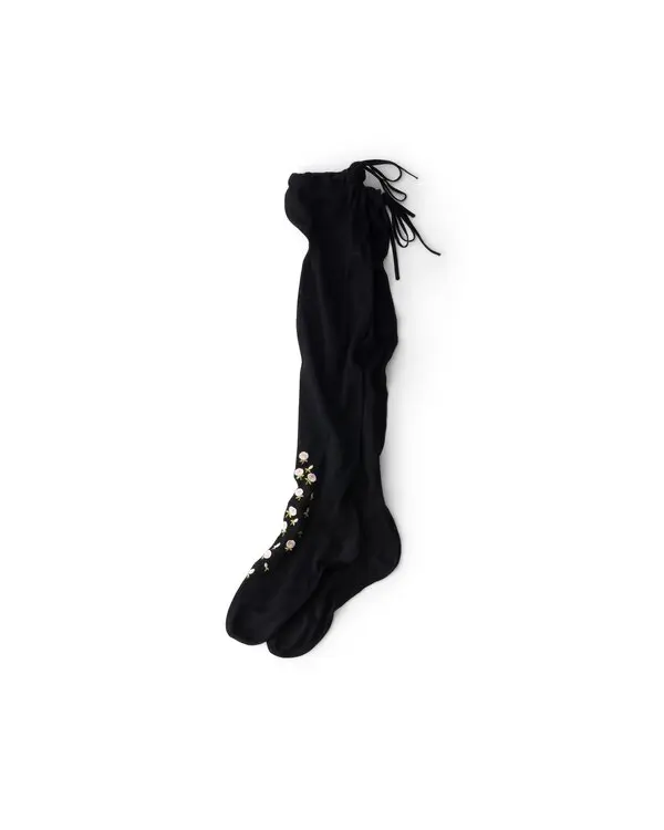 Prada Embroidered Over-the-knee Cotton Socks