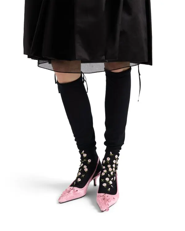 Prada Embroidered Over-the-knee Cotton Socks