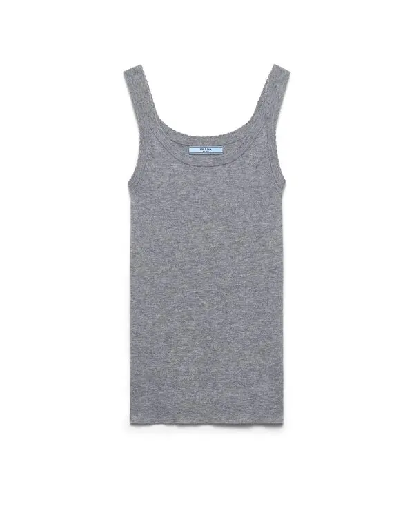 Prada Ribbed Knit Cashmere Tank Top