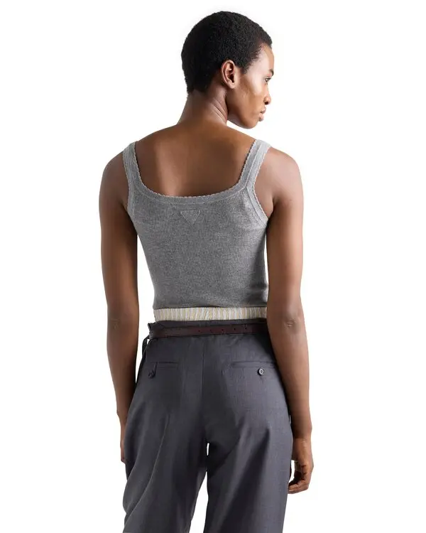 Prada Ribbed Knit Cashmere Tank Top