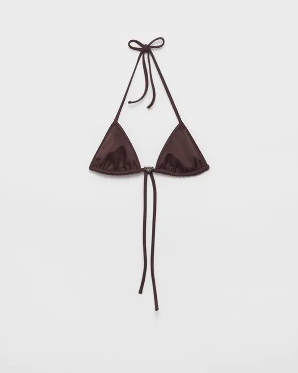 Prada Interlock Fabric Triangle Bikini Top