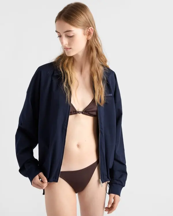 Prada Interlock Fabric Triangle Bikini Top