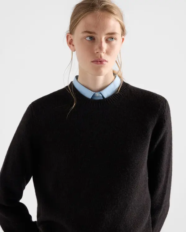Prada Wool And Cashmere Crew-neck Sweater - Ebony