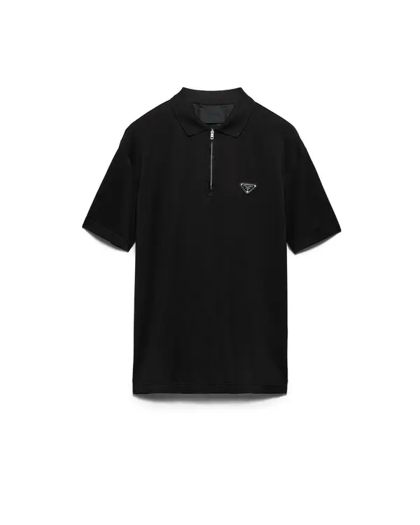 Prada Piqué Polo Hirt With Re-nylon Detail