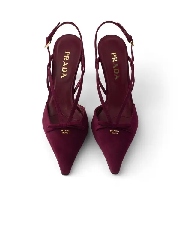 Prada Suede Slingback Pumps - Red