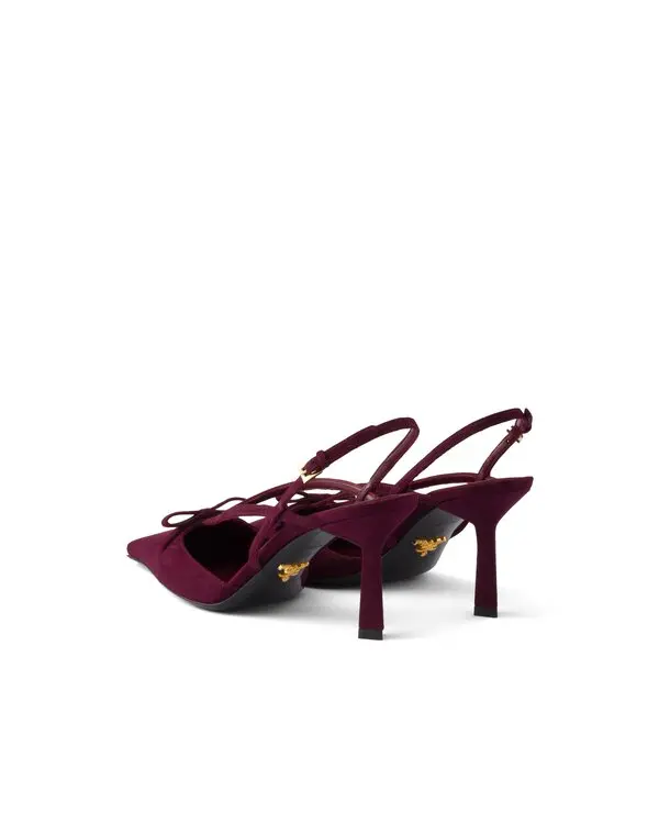 Prada Suede Slingback Pumps - Red