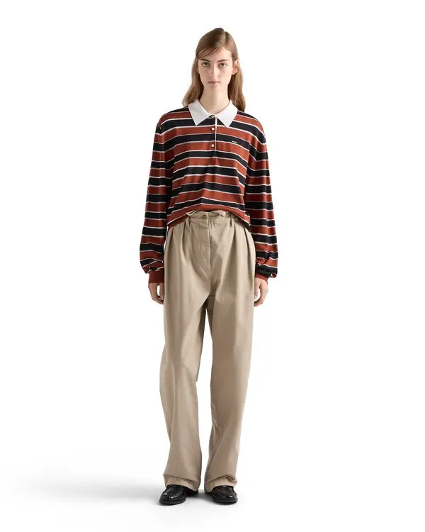 Prada Striped Silk Polo Shirt - Orange
