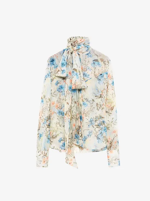 Alexander McQueen Wallpaper Floral Tie-neck Shirt