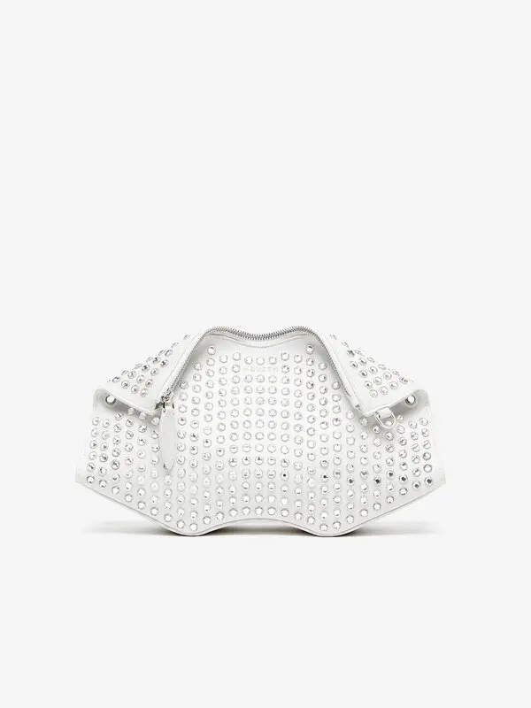 Alexander McQueen Manta Clutch With Crystal Studs - White