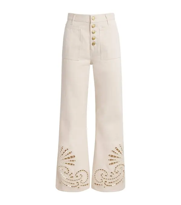 Ulla Johnson Eyelet The Lou Flared Jeans